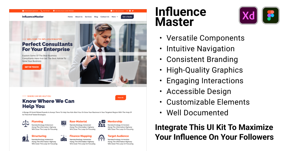 Awesome Influence Master Figma UI Kit | Bitrix Theme