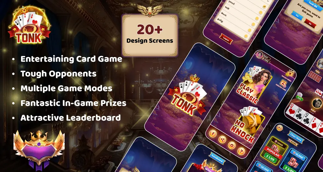 Tonk Card Game Figma UI Kit - Modern Mobile App Design