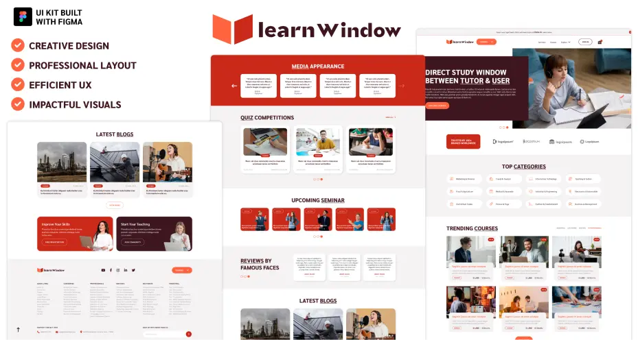 Learn Window Figma UI Kit | Educational Website Design