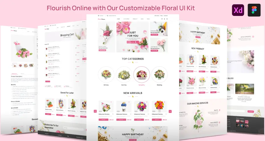 Floral Avenue UI Kit - Flower Shop Landing Page UI Design