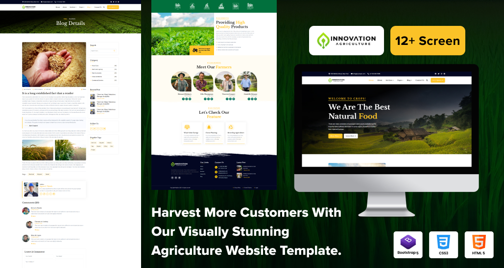 Agriculture & Dairy Farm Website Template - HTML Responsive Design