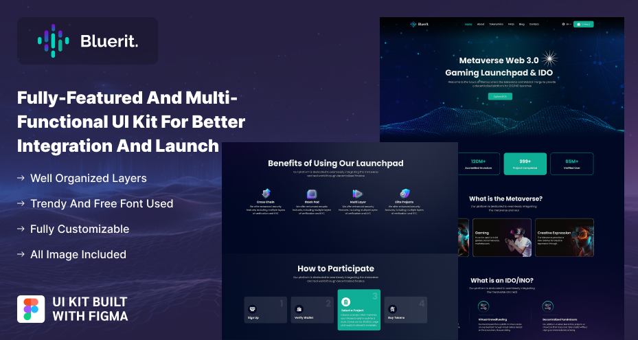 Web3 IDO & INO Figma UI Kit | Metaverse Website Design
