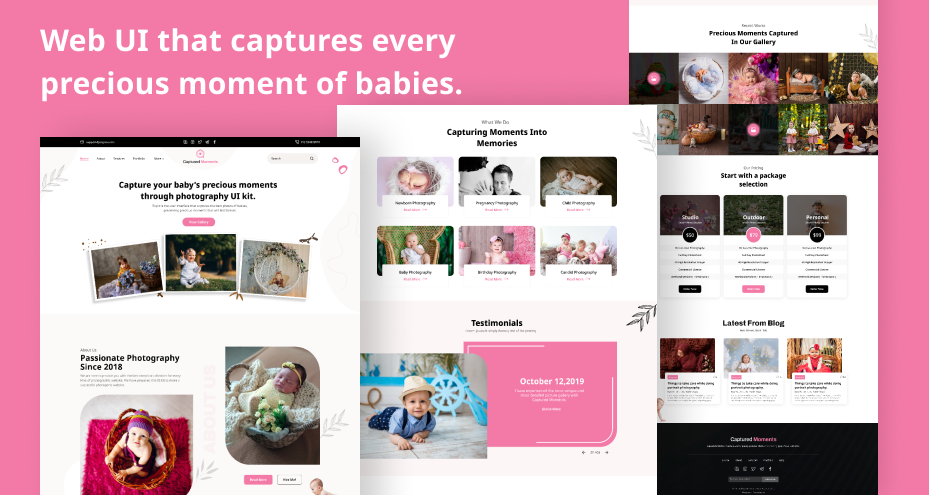 Baby Photography Website UI Kit | Newborn Photography Figma Web Design