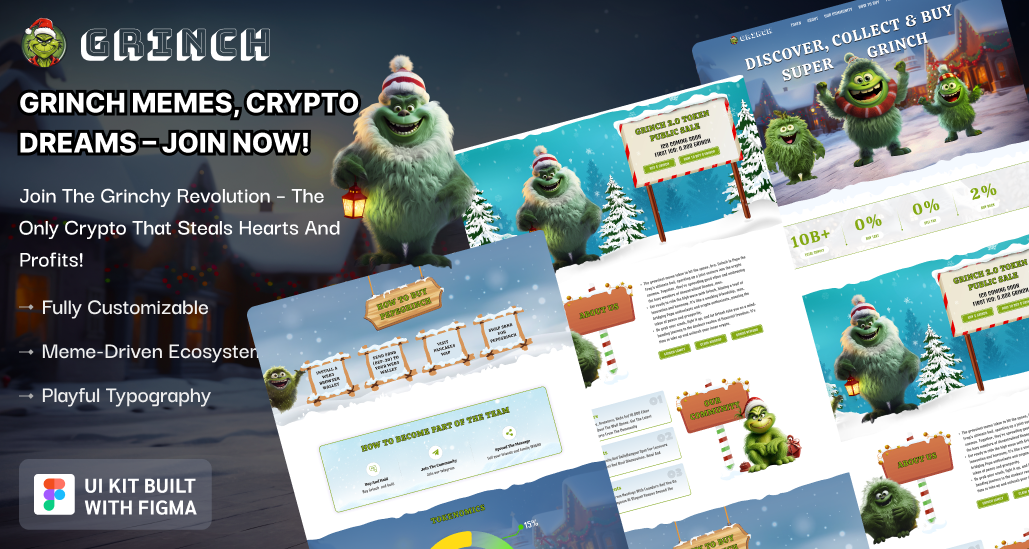 Grinch Meme Coin Web UI Kit | Crypto Token Figma Kit