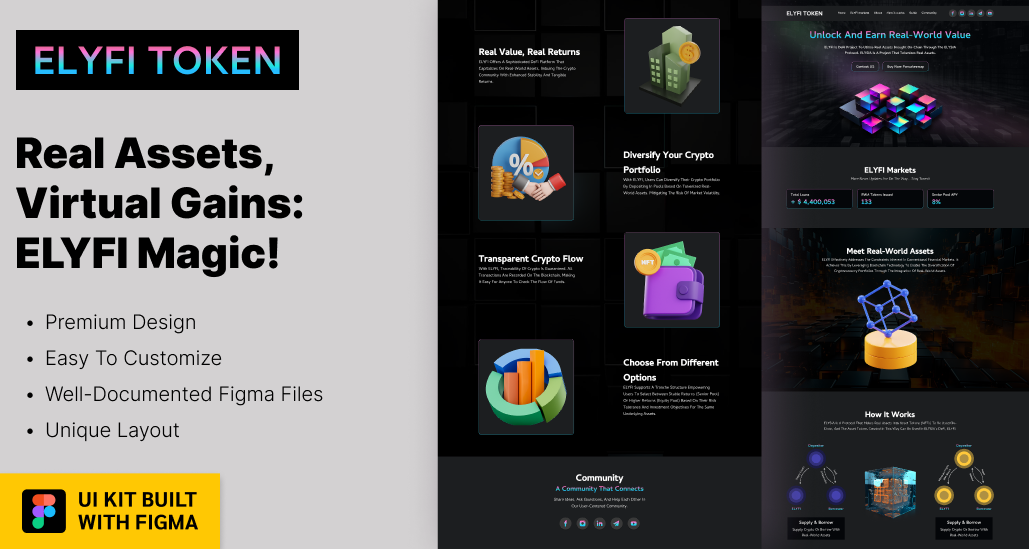 Elyfi Token Web UI Kit | Crypto Token Web Design