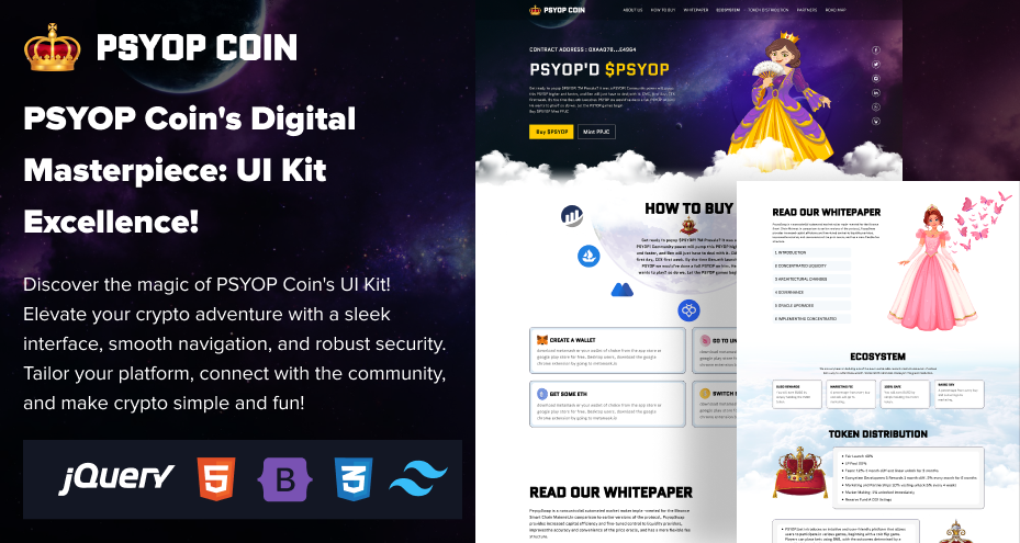 PSYOP Coin HTML & Tailwind CSS Website Template - Theme Bitrix