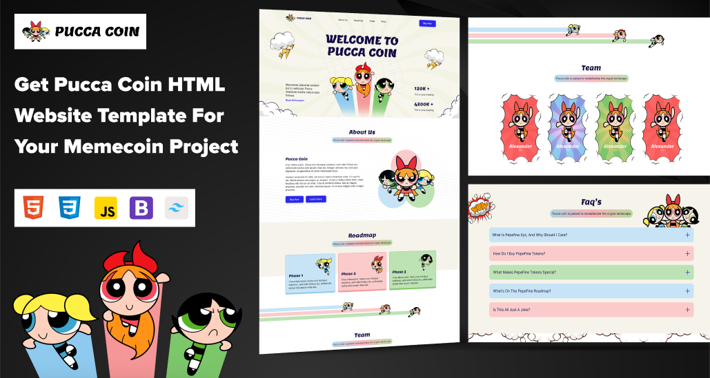 Pucca Meme Coin Website Bootstrap And Tailwind CSS Template