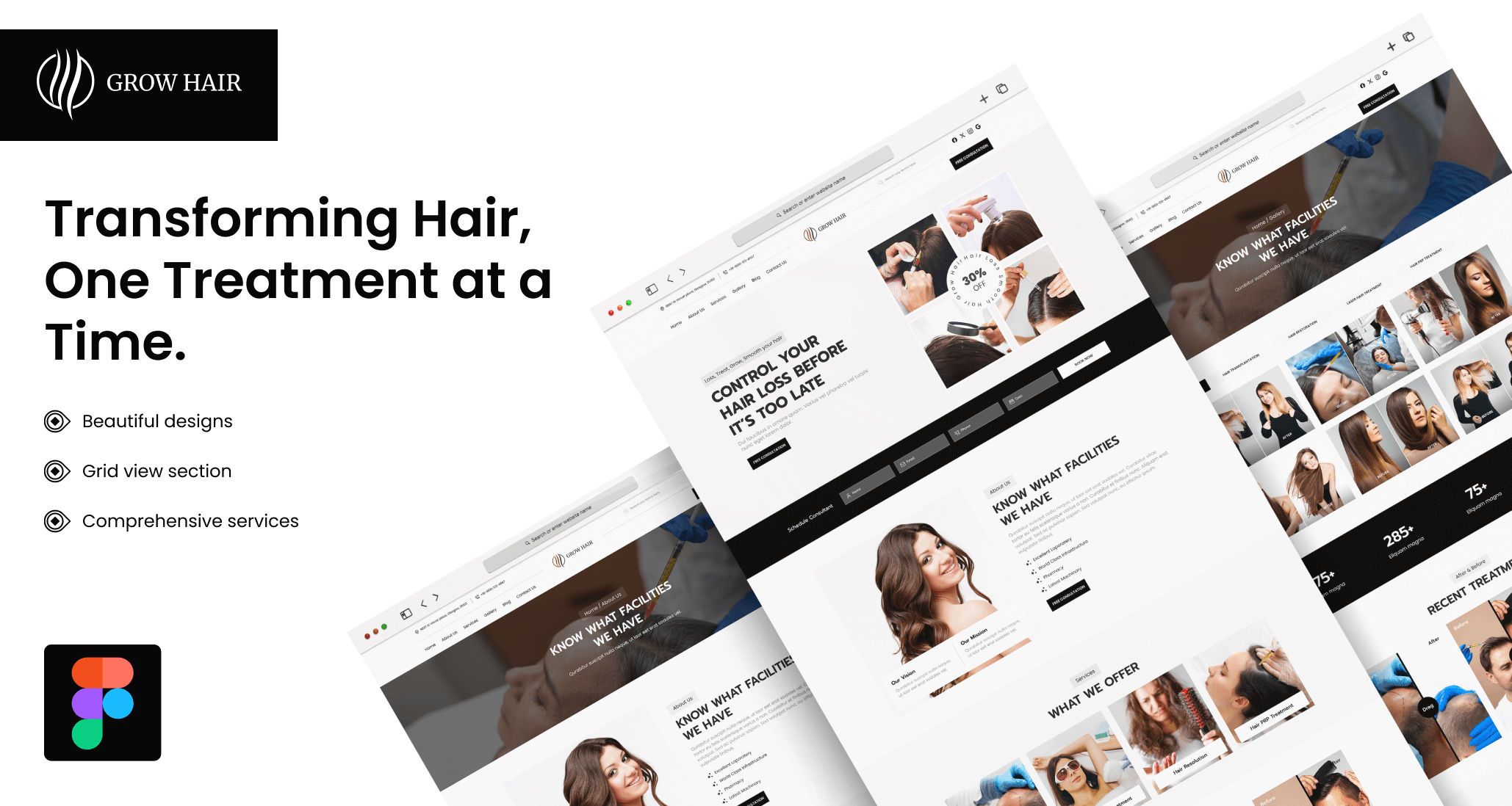 Hair Treatment Website UI Kit | Figma Hair Salon Design