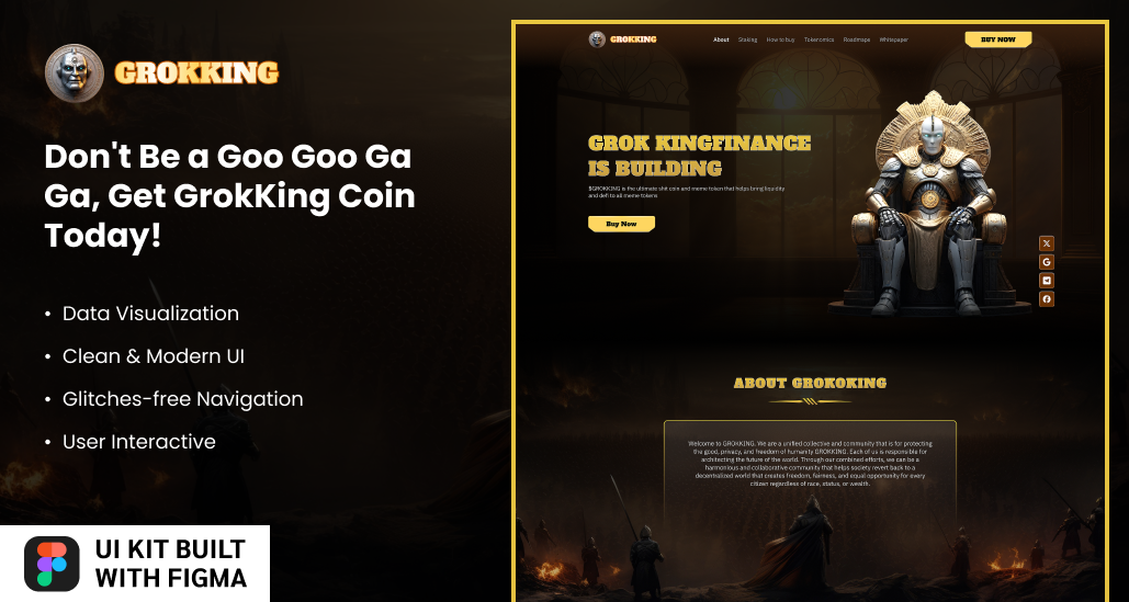 GrokKing - Buy & Staking Meme Coins Web UI Kit