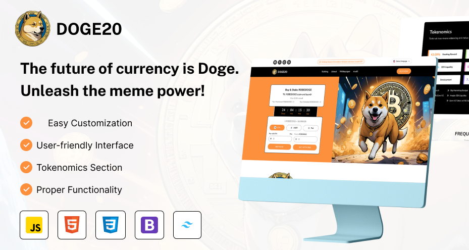 Doge 20 Web Bootstrap Template | Crypto Staking Web Template