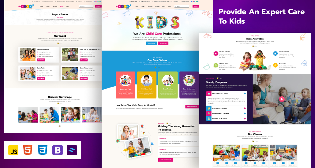 Childcare Website Design Template In Bootstrap And CSS