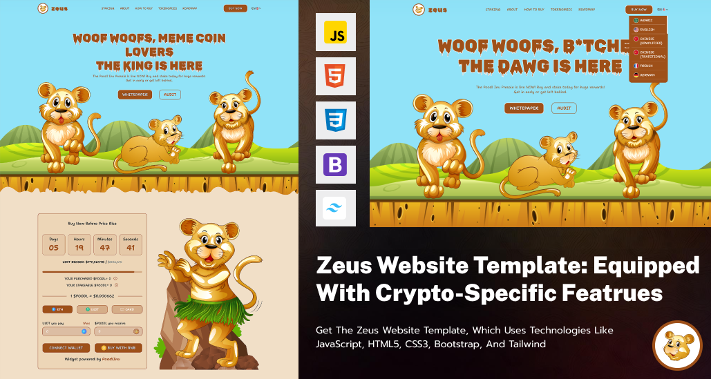 Zeus Meme Coin Tailwind CSS and Bootstrap Website Template