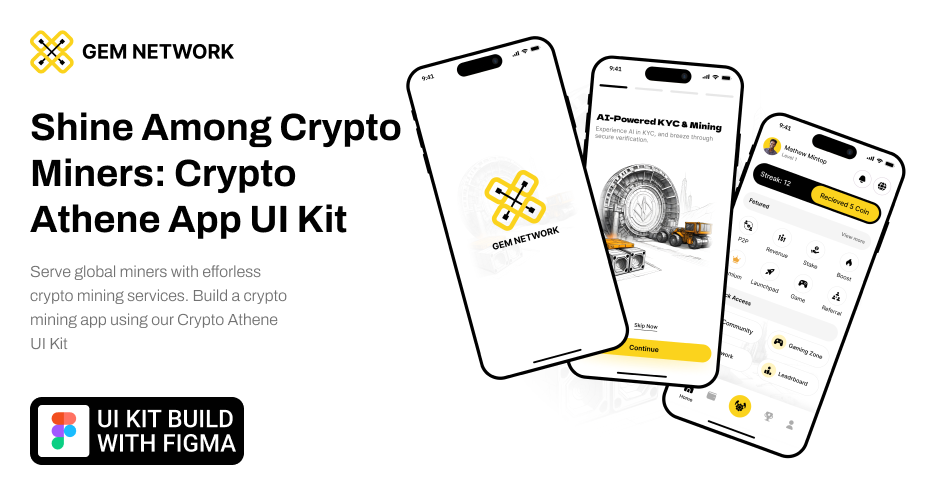 Crypto Athene Mining App UI Kit | Figma Crypto App Design