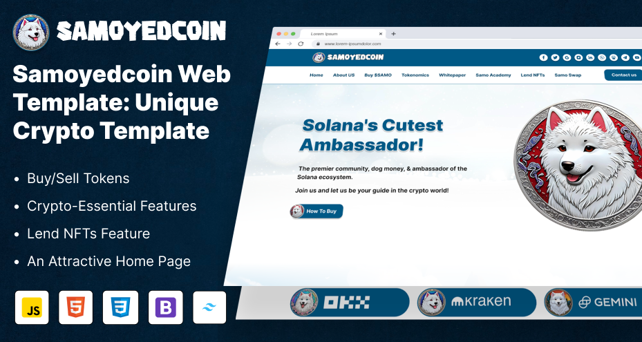 Samoyed Coin Website Bootstrap Template | Token Web Template