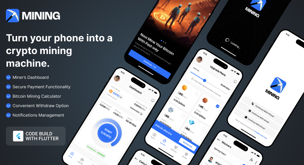 Bitcoin Mining Mobile App | Crypto Mining Flutter Clone App