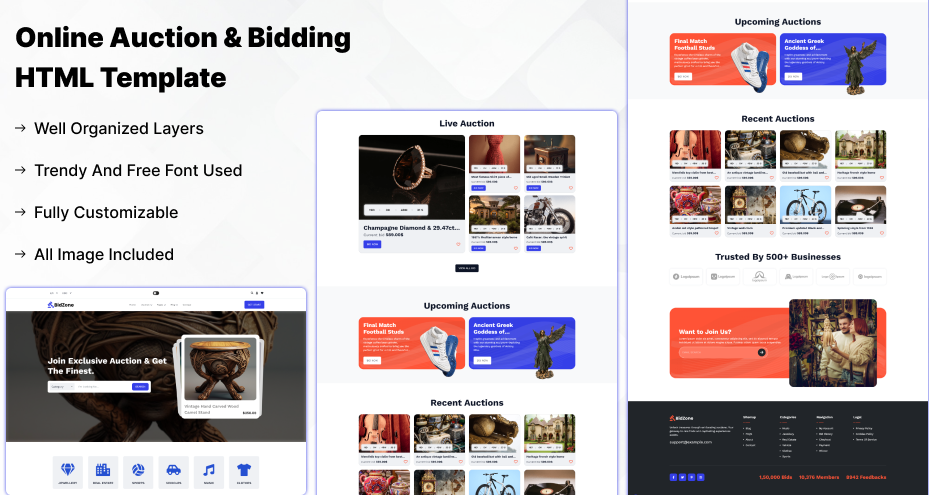 Online Auction & Bidding Website Template | BitZone HTML