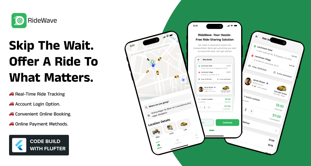 Ride Sharing App | Car Ride Sharing Flutter Mobile App