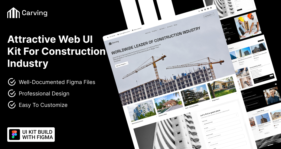 Real Estate Web UI Kit - Figma Construction Website Design