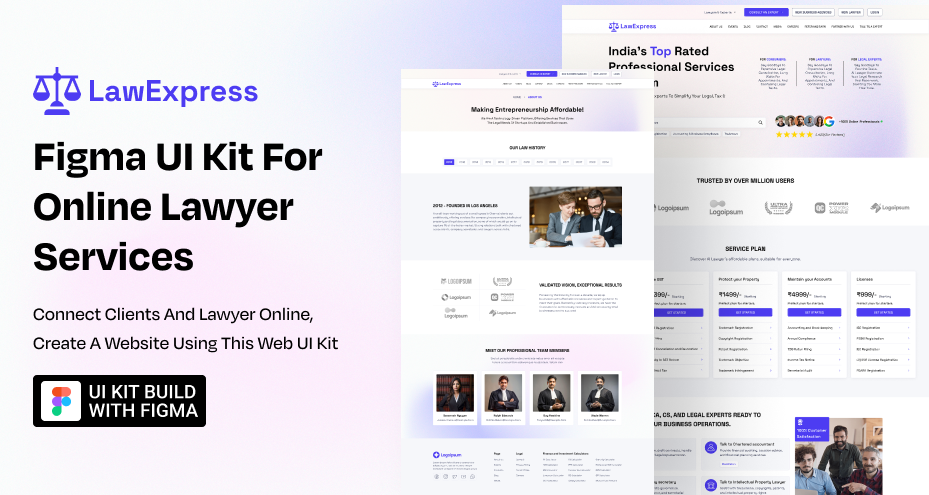 Lawyer Booking Web UI Kit - Figma Legal Website Design