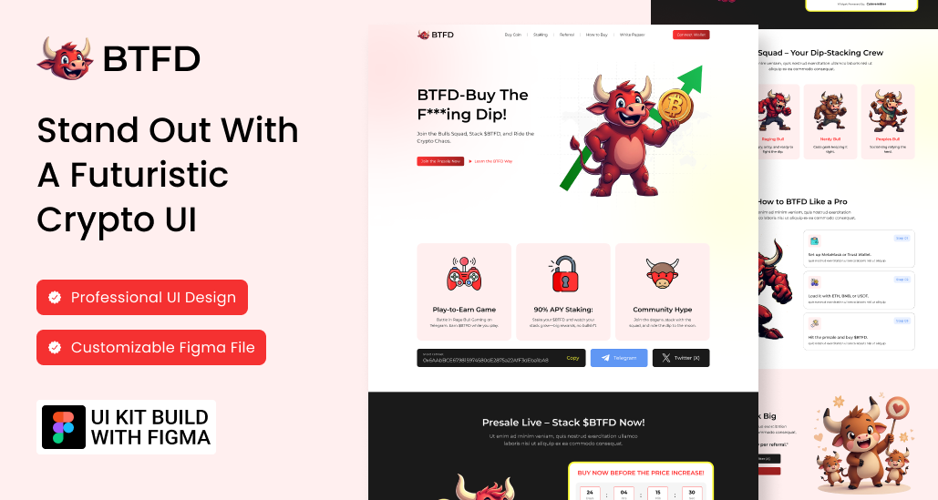 BTFD Meme Coin UI Kit - Token Website Figma Design
