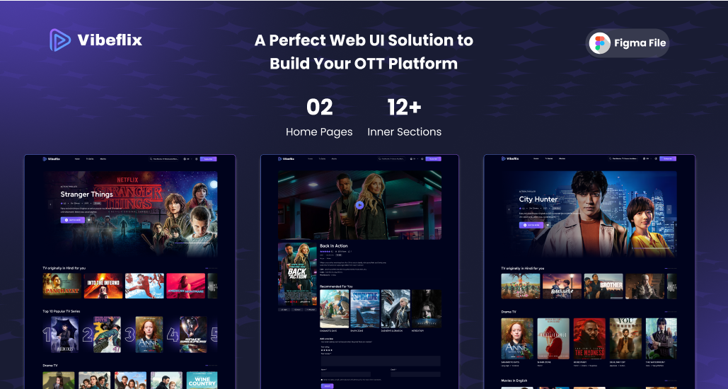 Modern video streaming web ui kit | OTT Platform UI